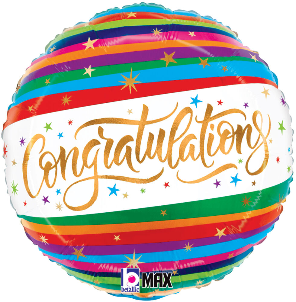 Congratulations Fun Stripes Balloon 18 Inches | Bookazine HK – Partytime