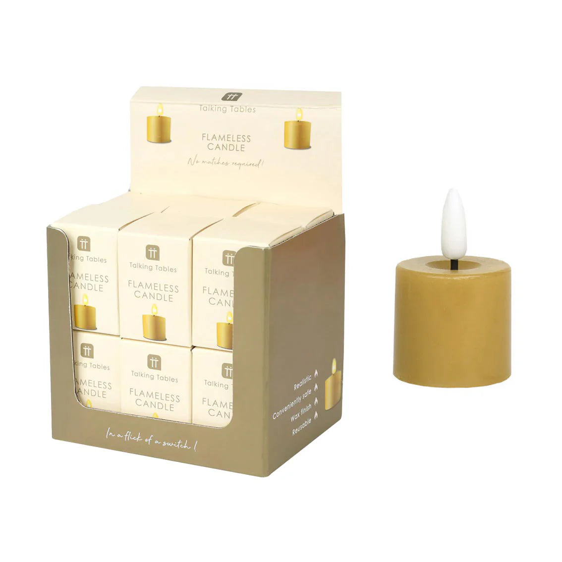 Gold Flameless Led Tealight Candle | Partytime HK