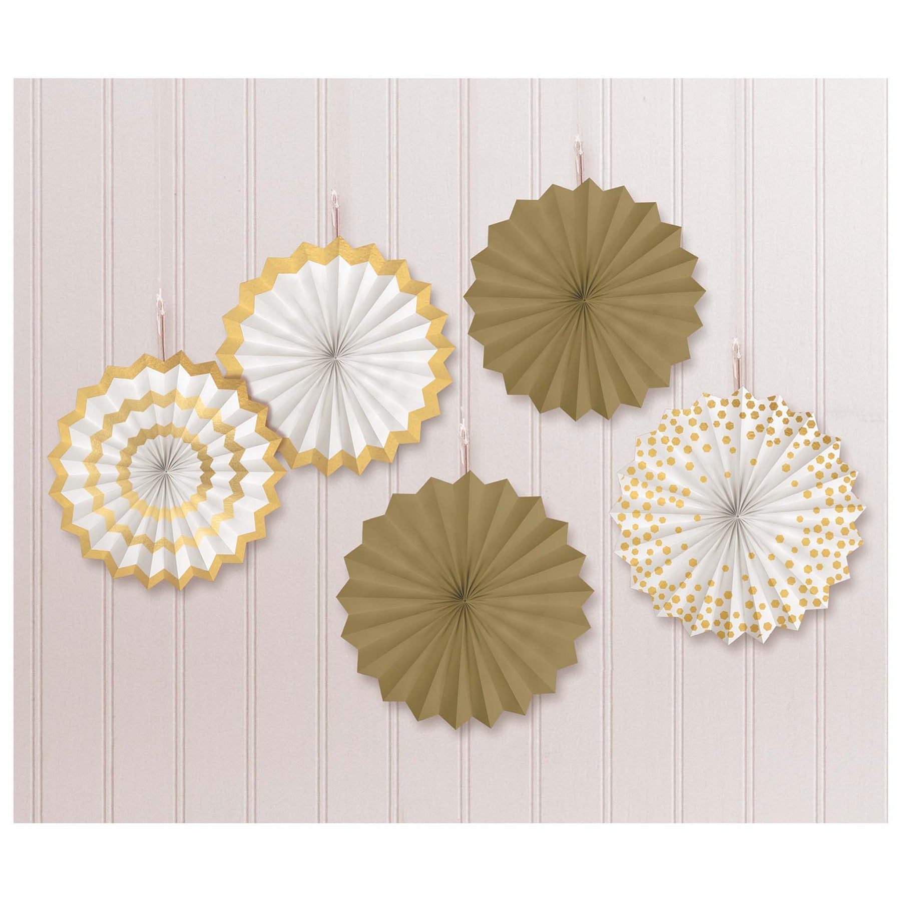 Hot Stamp Paper Fans Gold Pack of 5 | Partytime HK