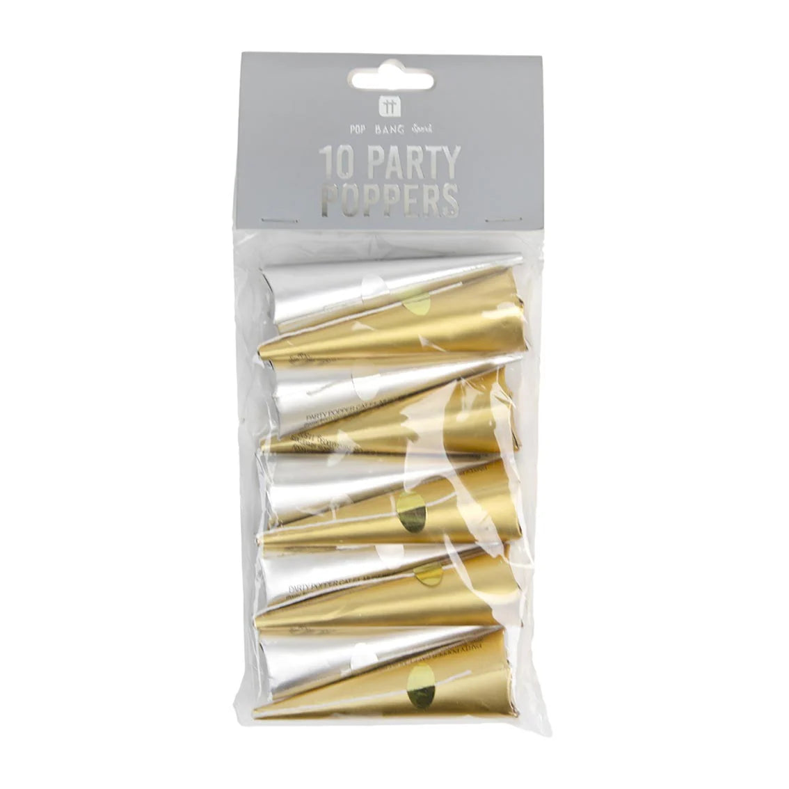 Metallic Gold & Silver Flitter Paper Poppers Pack of 10 | Partytime HK
