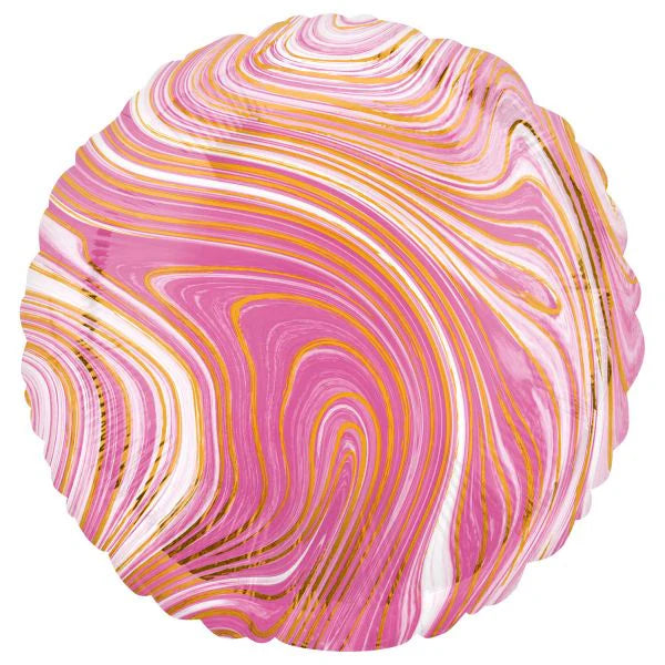 Marblez Pink Round Foil Balloon 18Inches | Partytime HK