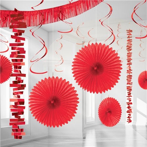 Red Hanging Decoration Kit Pack of 18 - Partytime