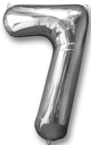 Number 7 Silver Foil Balloon 34Inches - Partytime