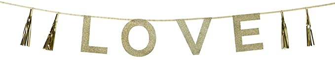 Gold Glitter Love Letter Banner – Partytime