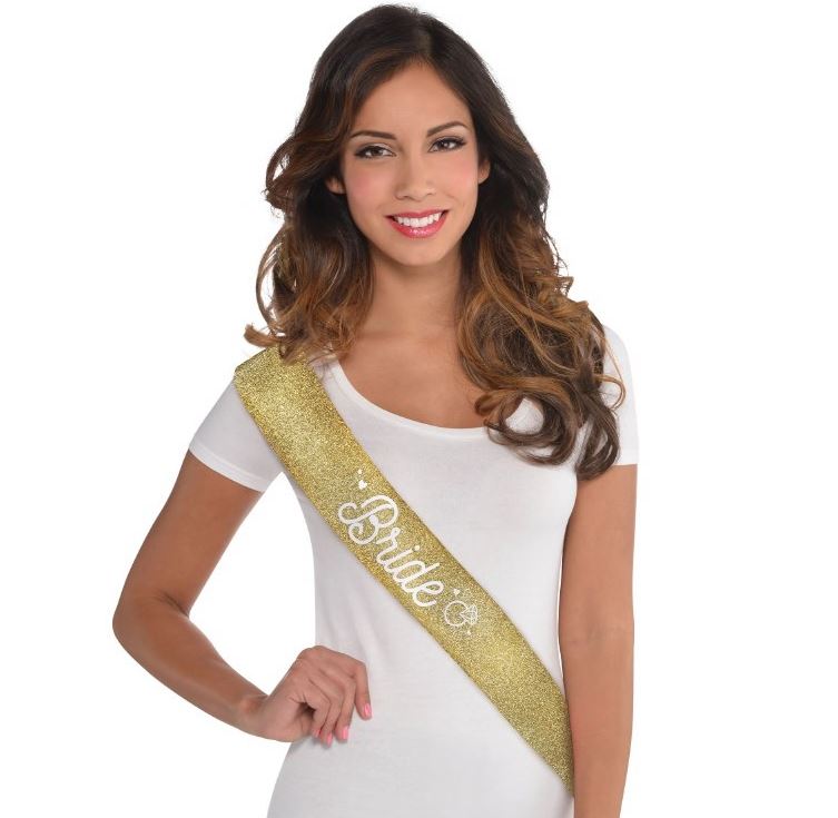 Gold Glitter Elegant Bride Sash | Partytime HK