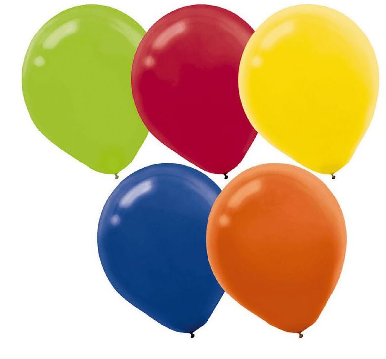 Primary Colours Assorted Latex Balloons 12Inches Pack of 15 - Partytime