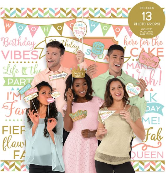 Selfie Fun Photo Props & Scene Setter Kit Pack of 13 – Partytime