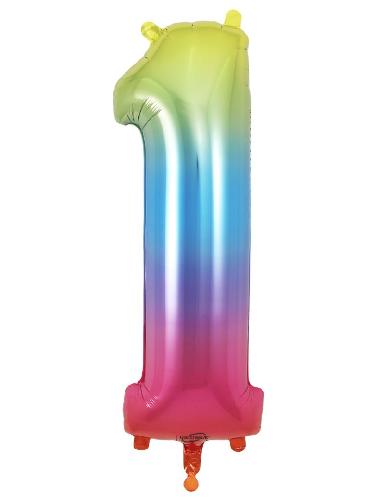 Number 1 Rainbow Foil Balloon 34Inches - Partytime